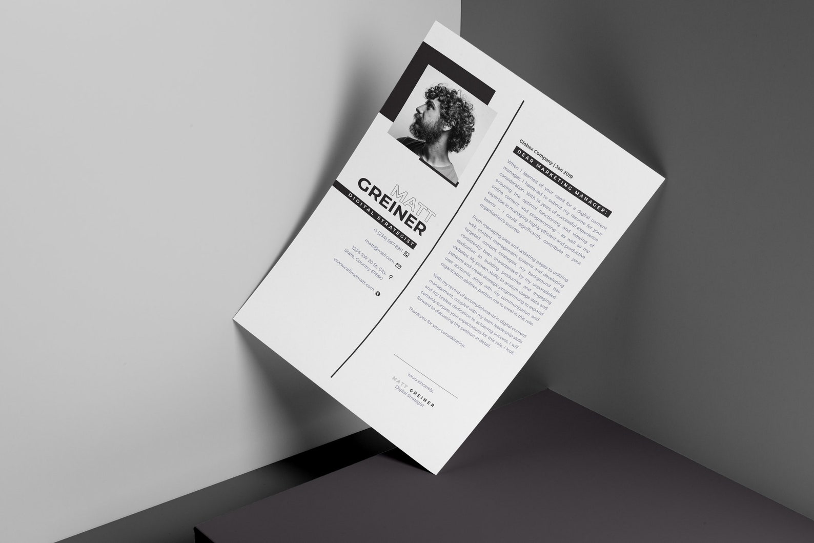 Lean Resume Template | Professional Microsoft Word CV Indesign Template ...