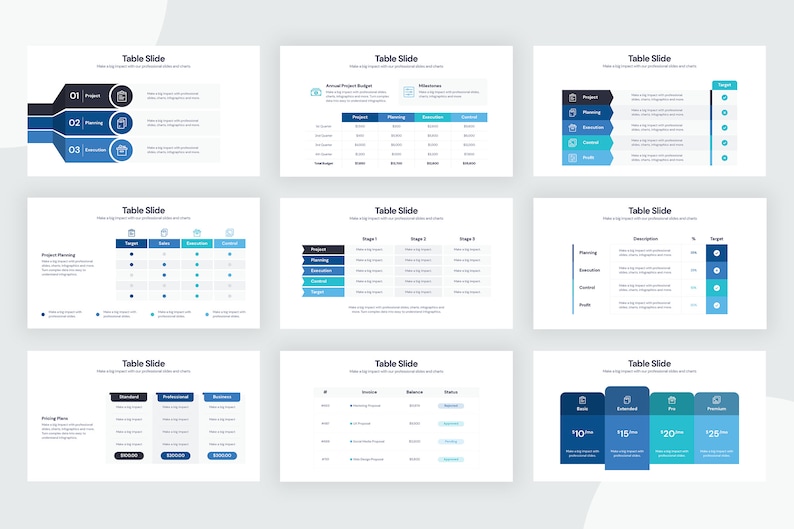 Table Slide Infographic Templates Diagrams for Powerpoint - Etsy