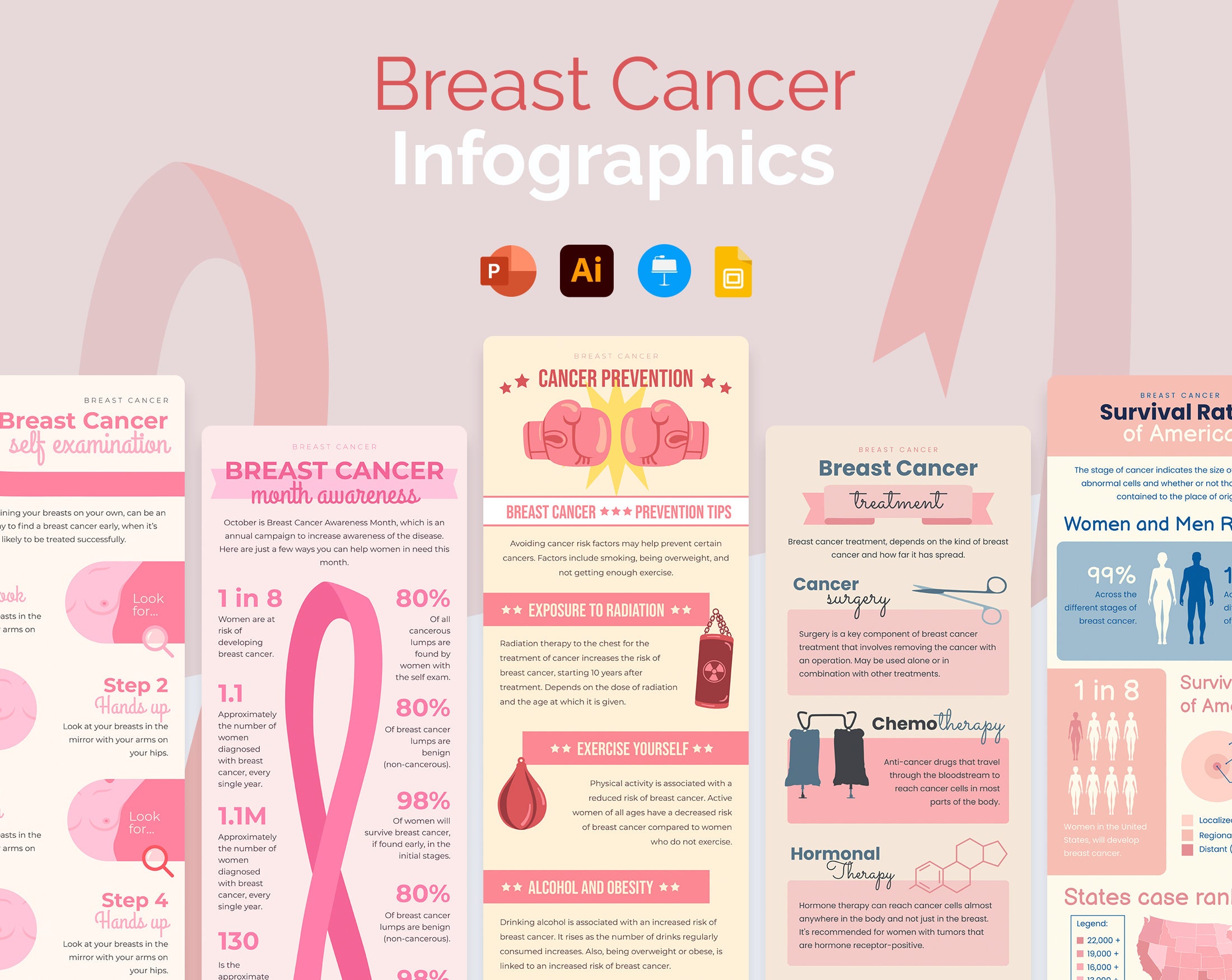 Breast Cancer Vertical Infographic Templates | Diagrams for Powerpoint ...