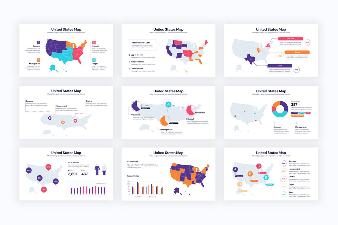 United States Map Infographic Templates Diagrams for - Etsy