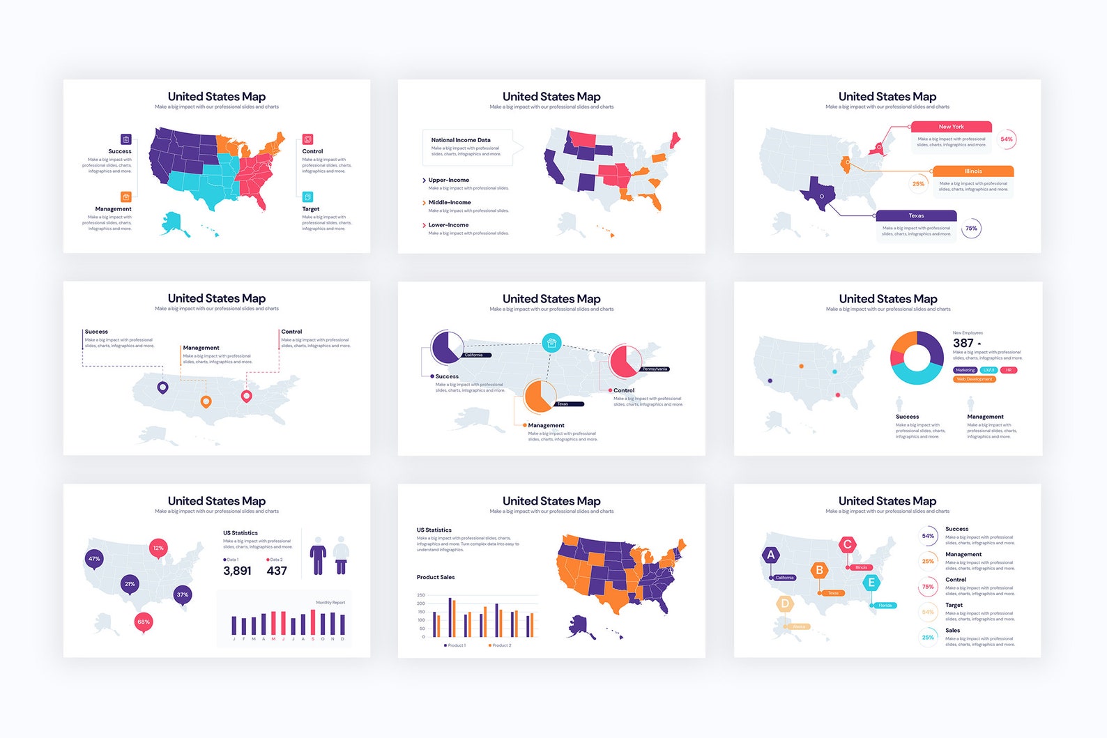 United States Map Infographic Templates Diagrams for - Etsy