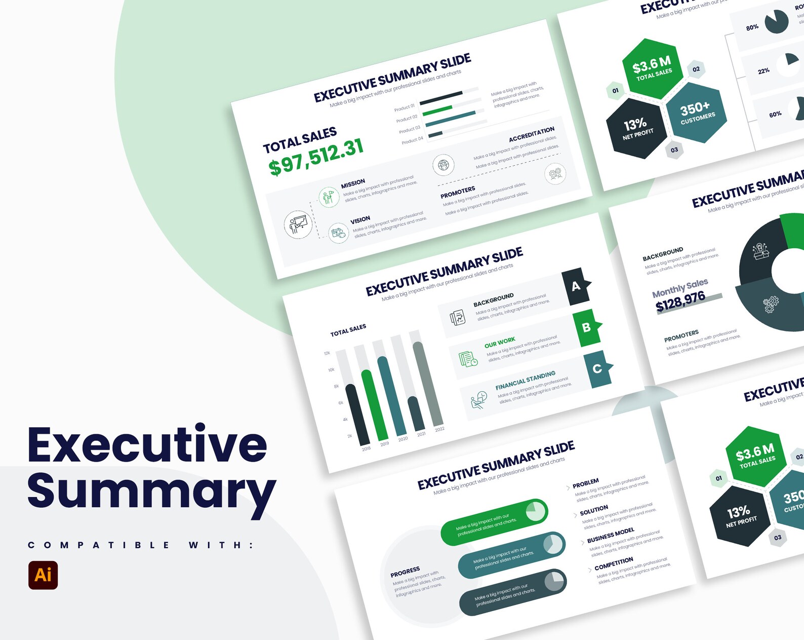 Executive Summary Infographics Template for Illustrator Best ...