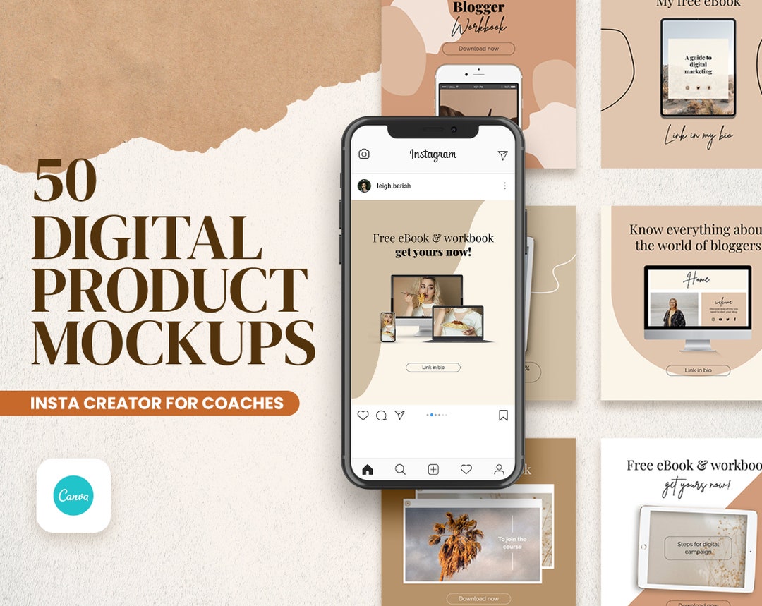 50 Digital Products Mockups Posts CANVA Templates | Easy to Edit ...