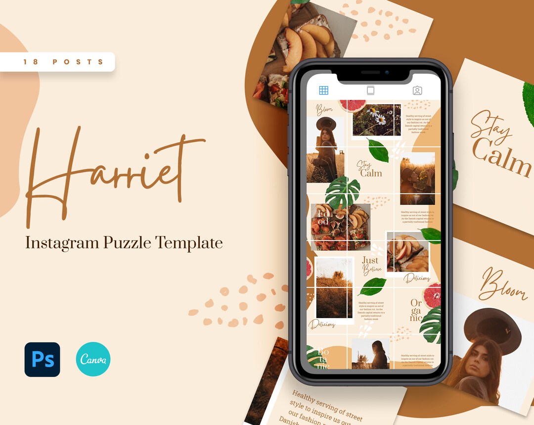 Harriet Instagram Puzzle Template | CANVA Instagram Post Template ...