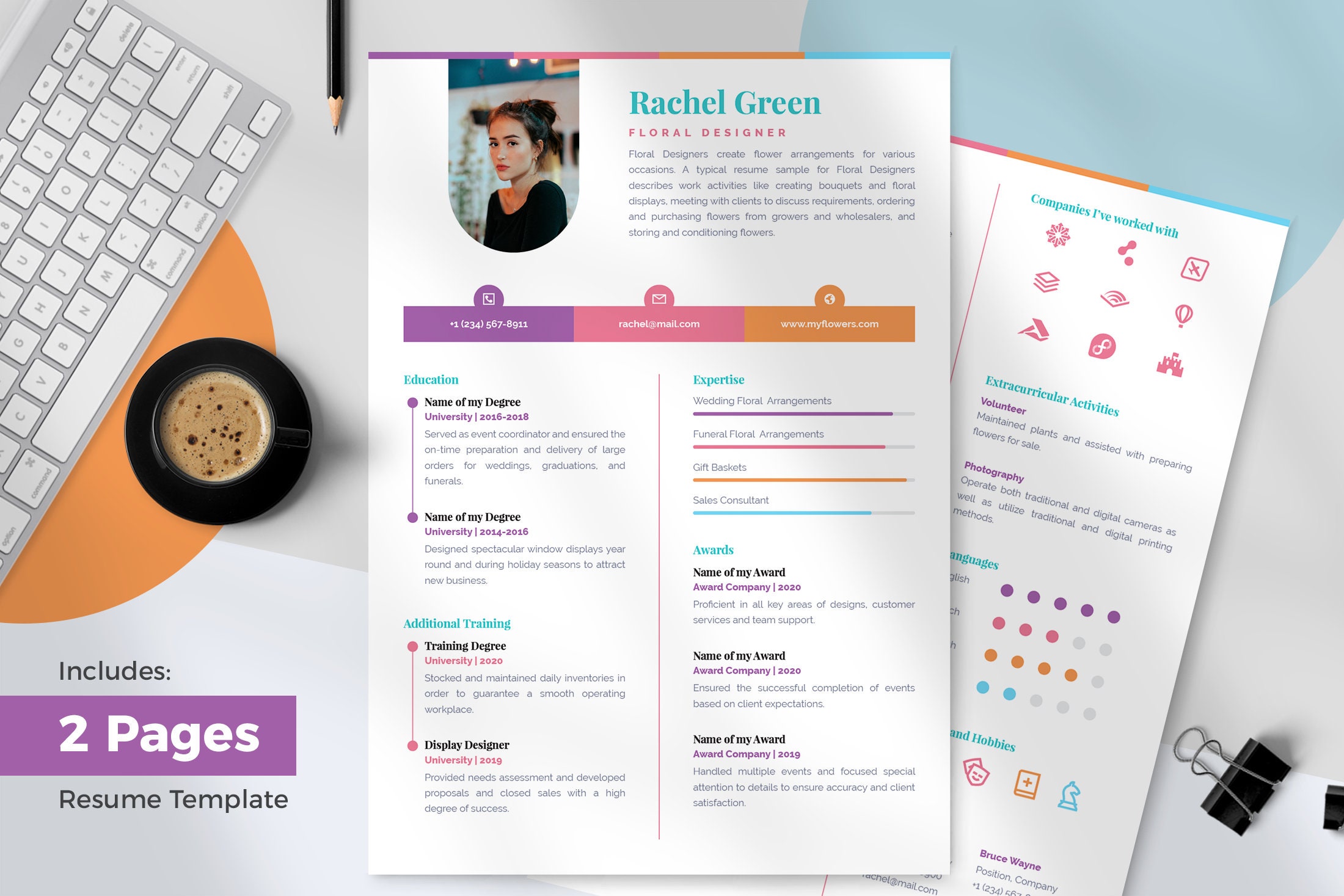 Zoe Resume Template Professional Microsoft Word CV Indesign Template ...
