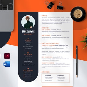 Leo Resume Template | Professional Microsoft Word CV Indesign Template Powerpoint Resume ...