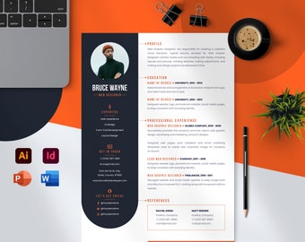 Eva Resume Template Professional Microsoft Word CV Indesign | Etsy