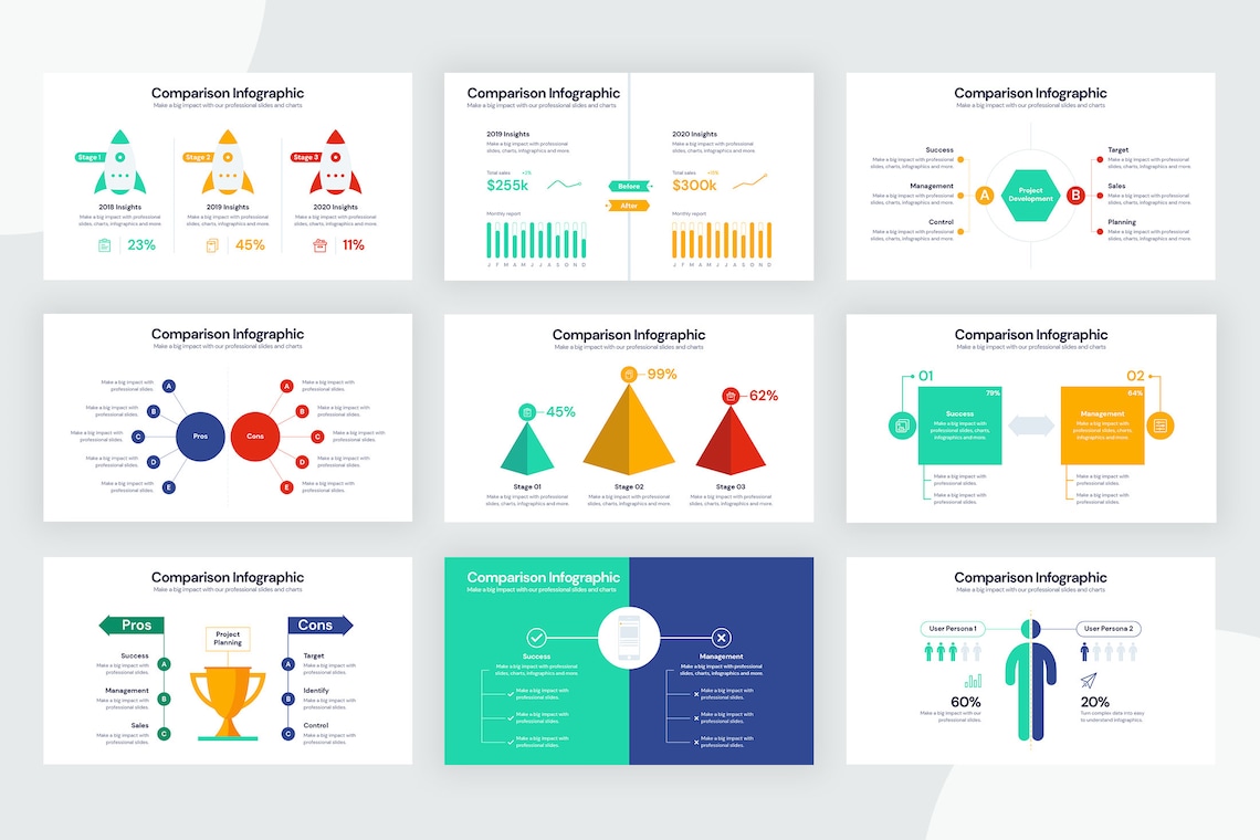 Comparison Infographic Templates Diagrams for Powerpoint, Illustrator ...