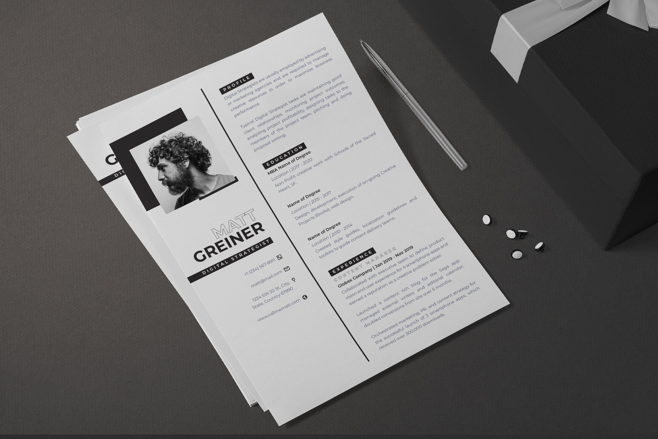 Lean Resume Template | Professional Microsoft Word CV Indesign Template ...