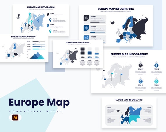 Europe Map Infographics Template for Illustrator Best - Etsy