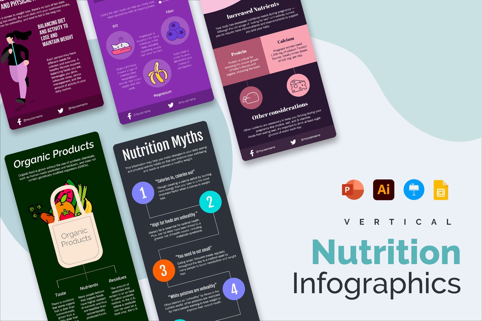 Nutrition Vertical Infographic Templates Diagrams for Powerpoint ...