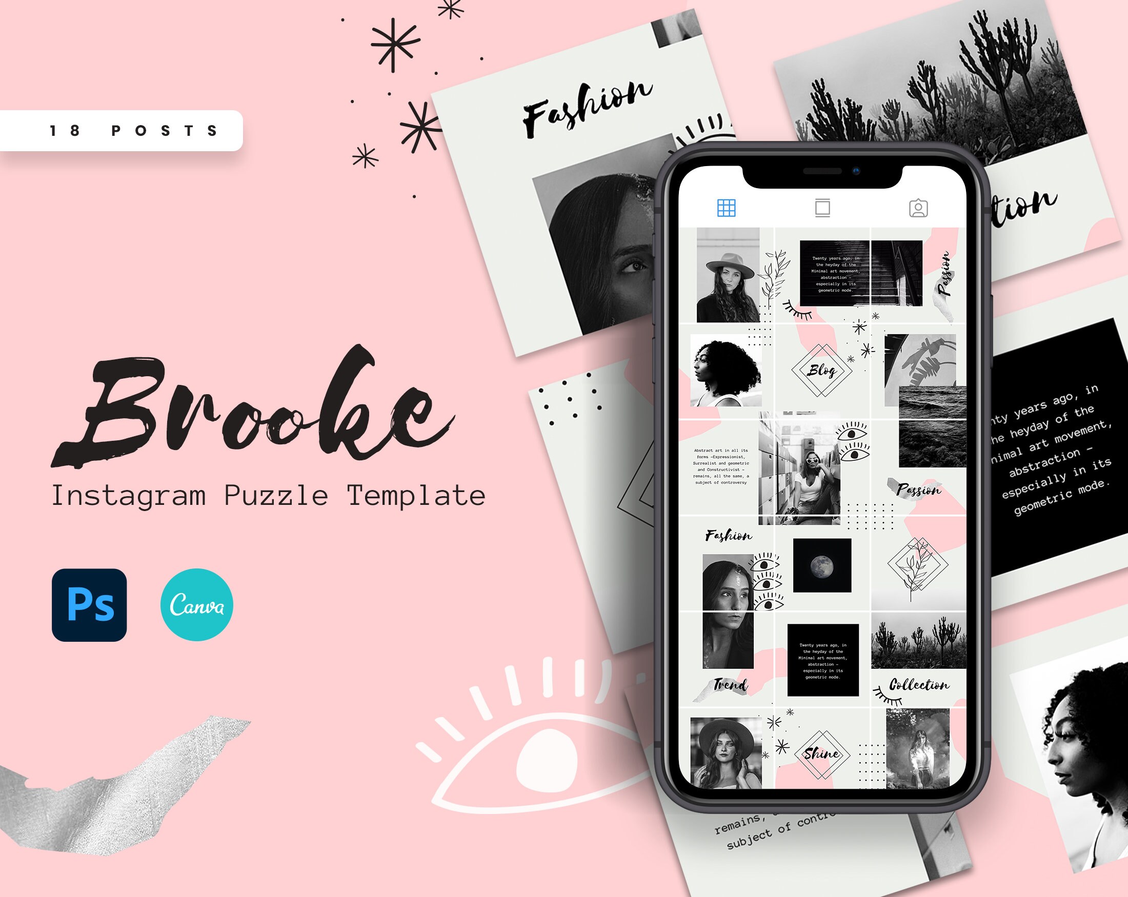 Brooke Instagram Puzzle Template | CANVA Instagram Post Template ...