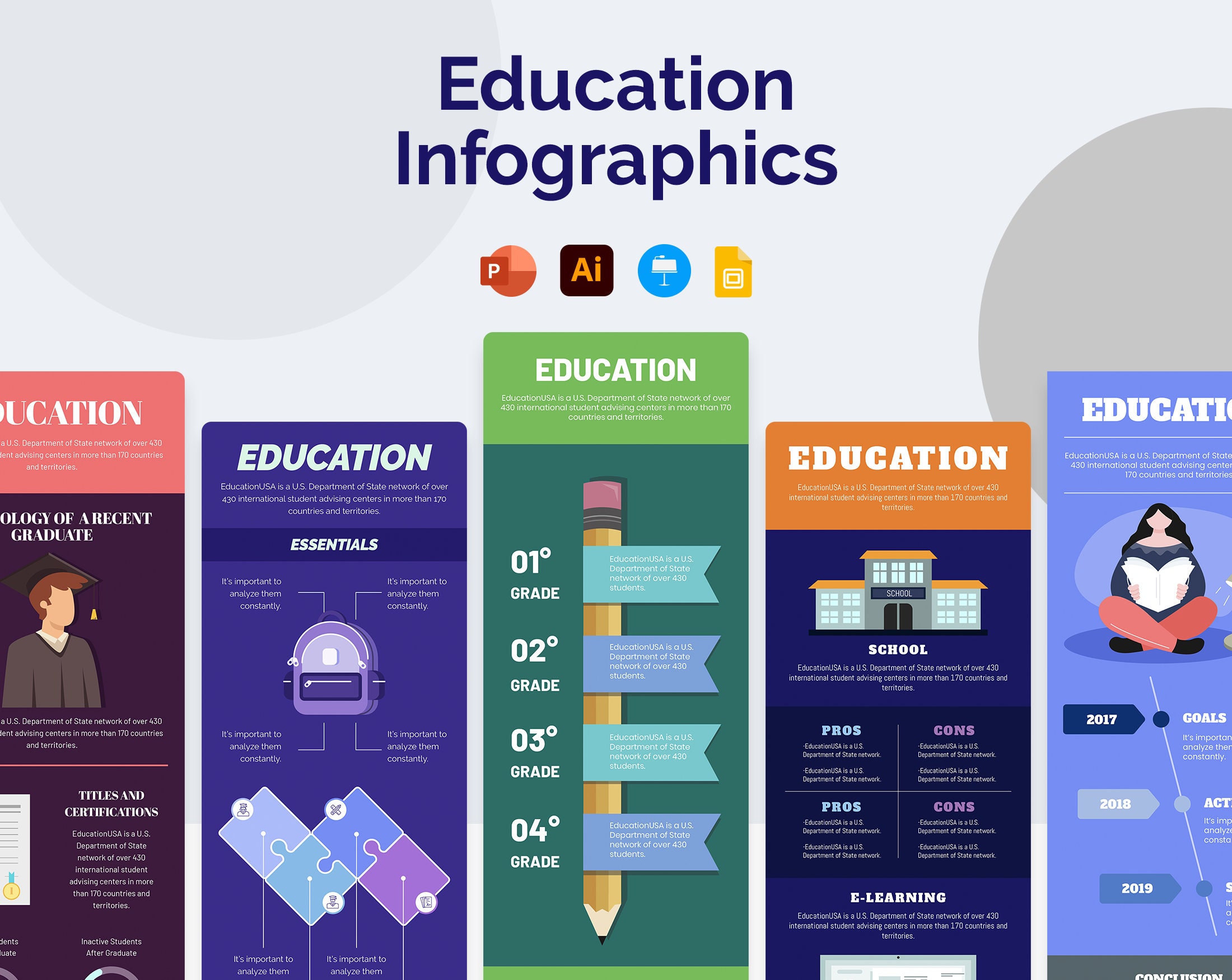 Education Vertical Infographic Templates | Diagrams for Powerpoint ...