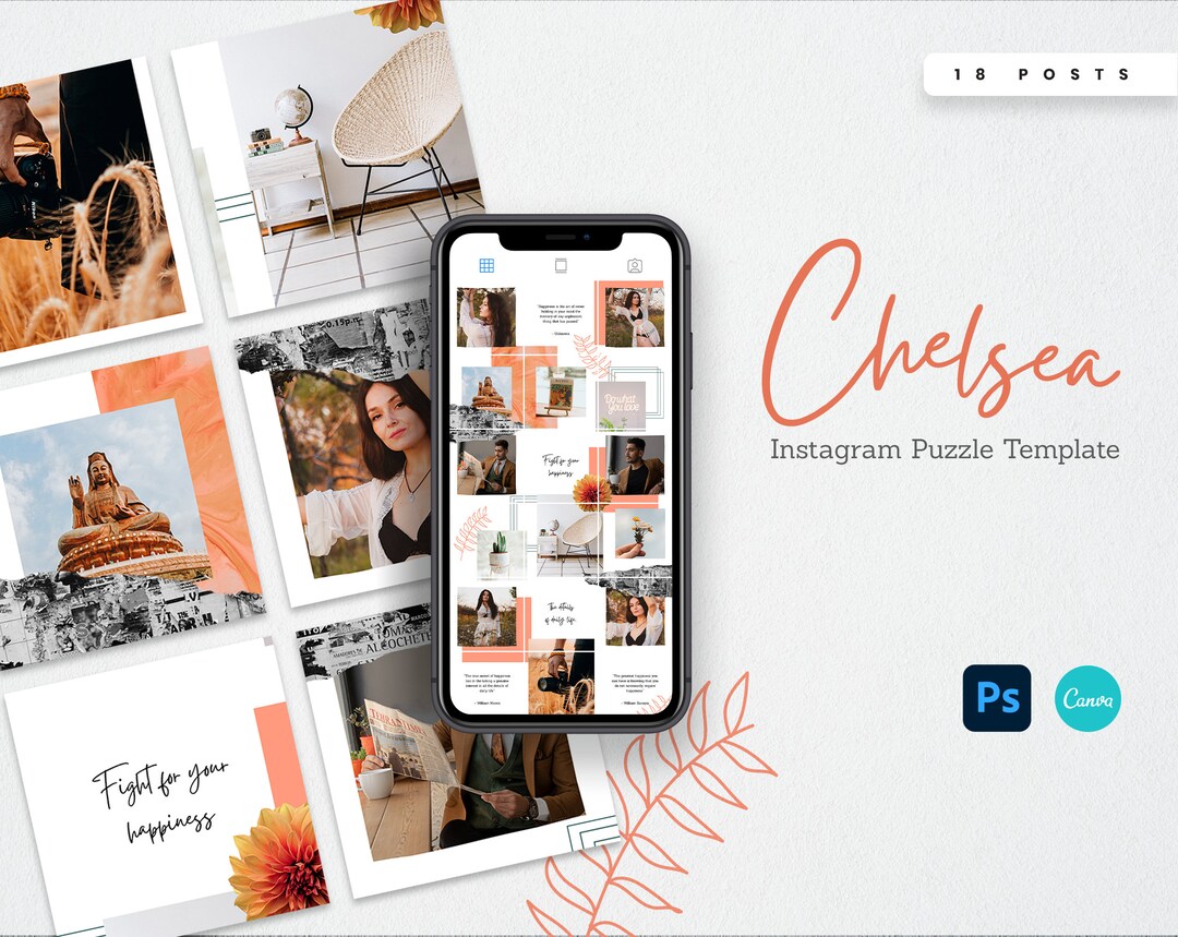 Chelsea Instagram Puzzle Template | CANVA Instagram Post Template ...