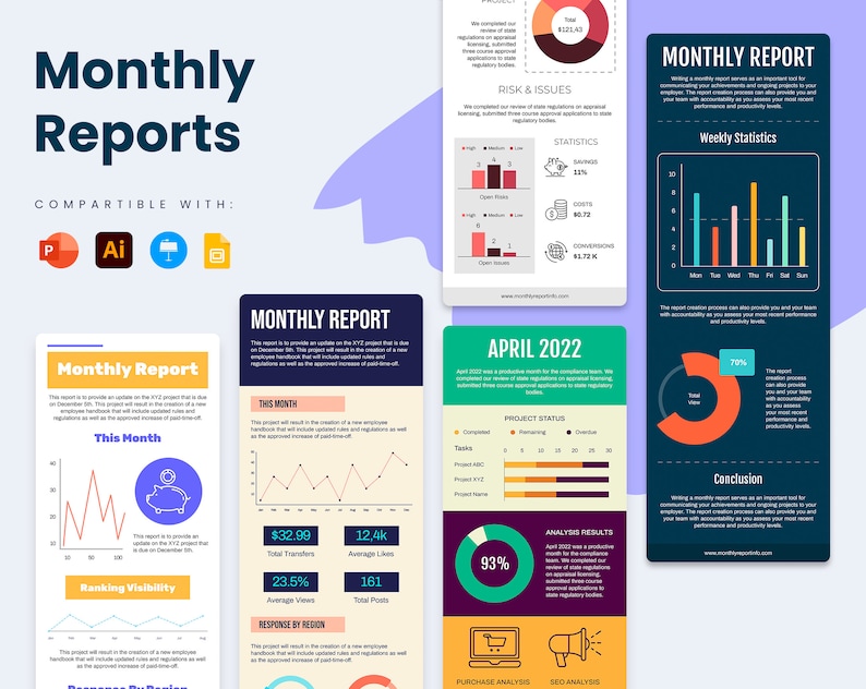 Monthly Reports Vertical Infographic Templates | Diagrams for ...