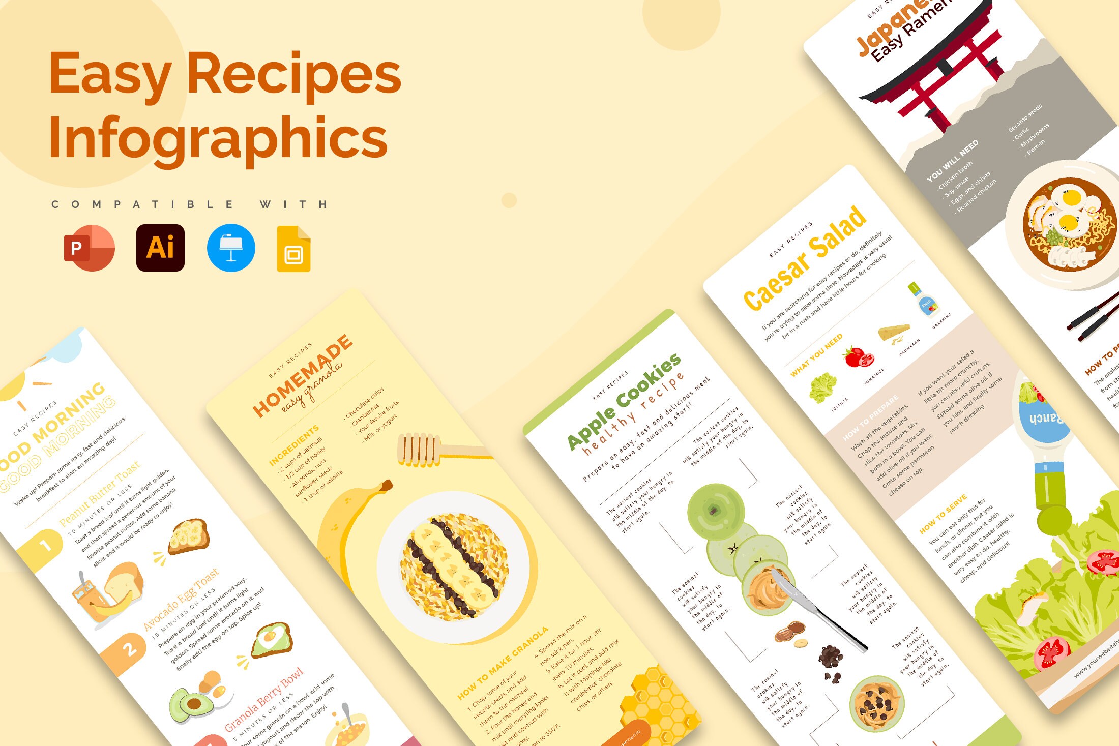 Easy Recipes Vertical Infographic Templates | Diagrams for Powerpoint ...