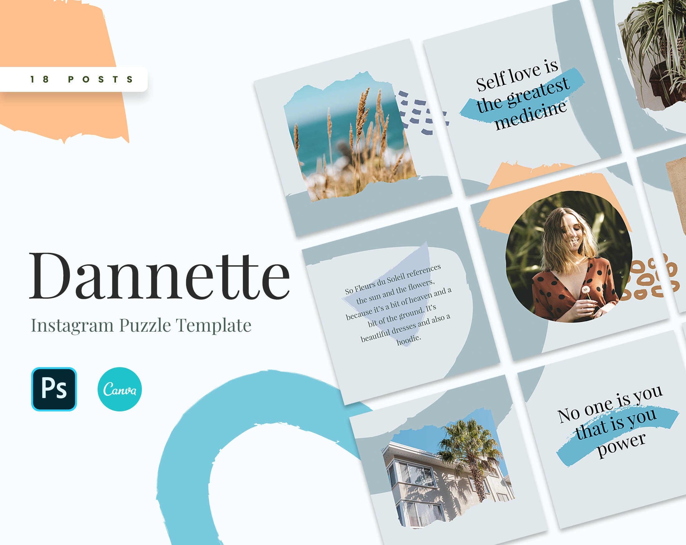 Dannette Instagram Puzzle Template CANVA Instagram Post - Etsy