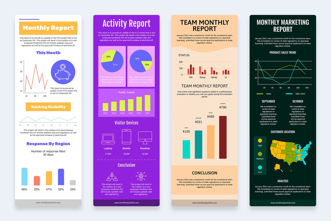 Monthly Reports Vertical Infographic Templates | Diagrams for ...