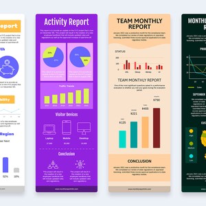 Monthly Reports Vertical Infographic Templates | Diagrams for ...
