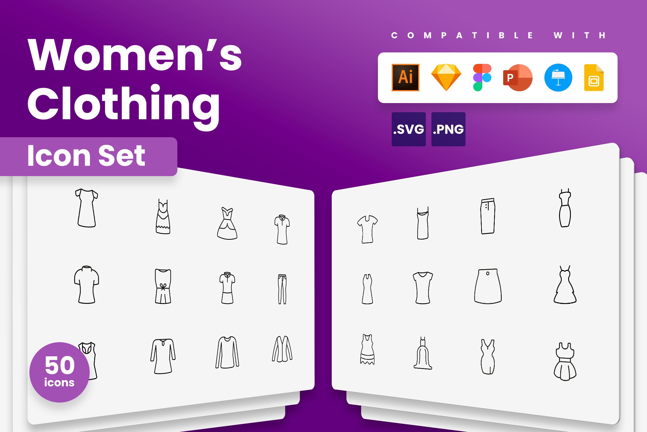 Women's Clothing Icons | Vector Icons for Powerpoint, Keynote ...