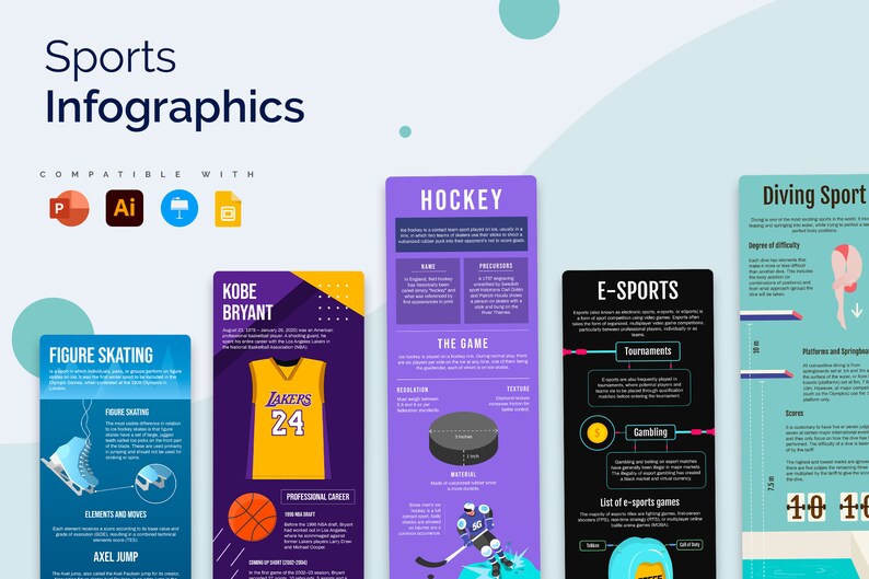 Sports Vertical Infographic Templates Diagrams for | Etsy