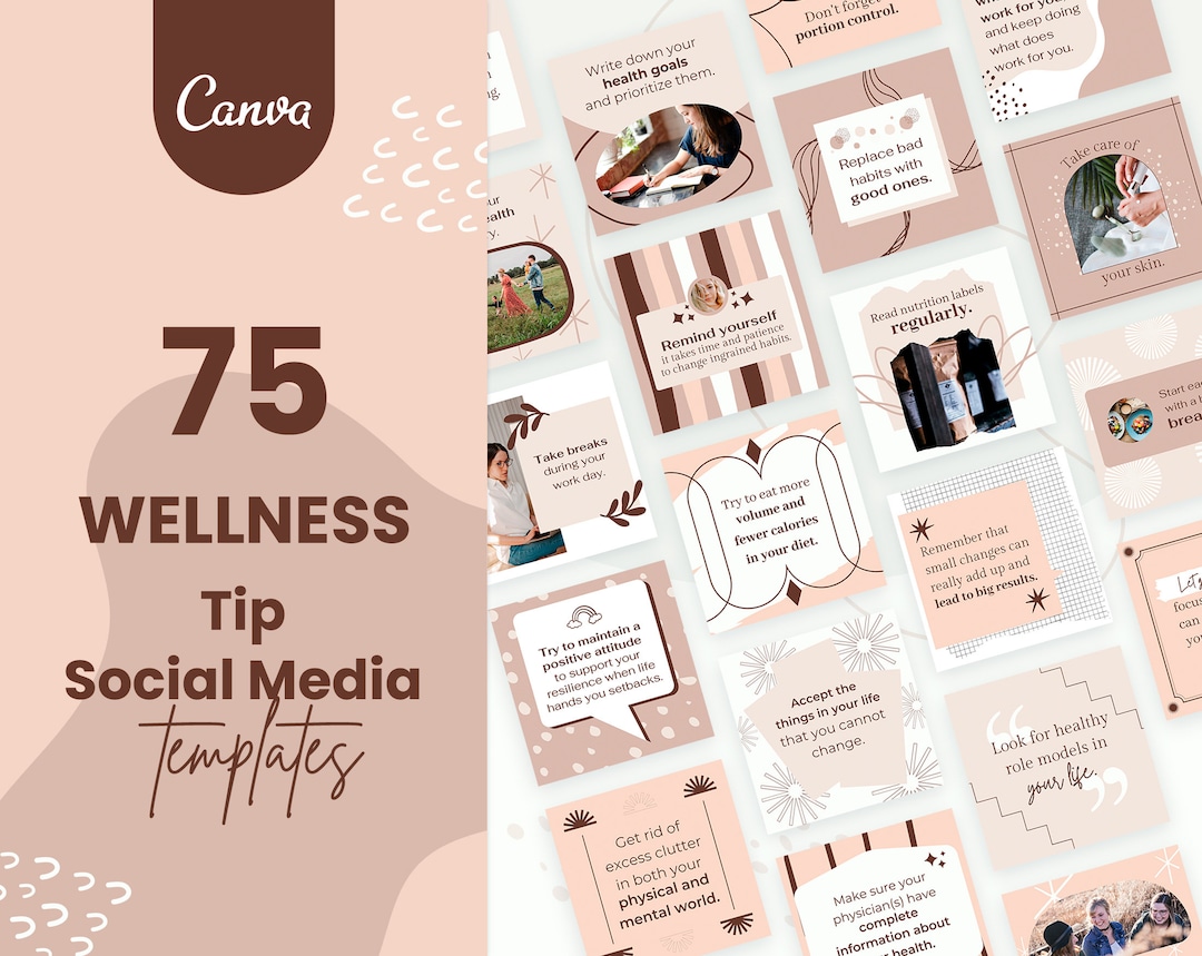 Wellness Tips Social Media | Canva Template, Post & Story Template ...