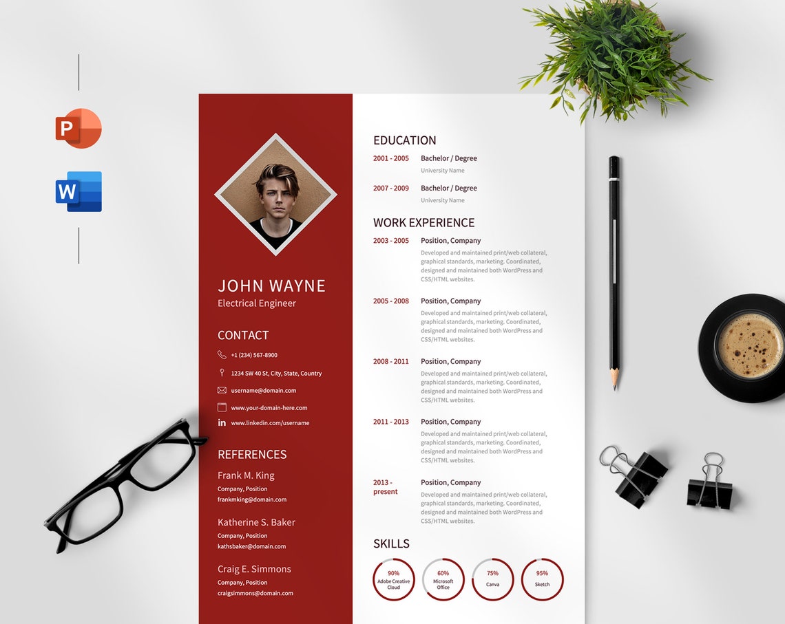 Oliver Resume Template Professional Microsoft Word CV Template ...
