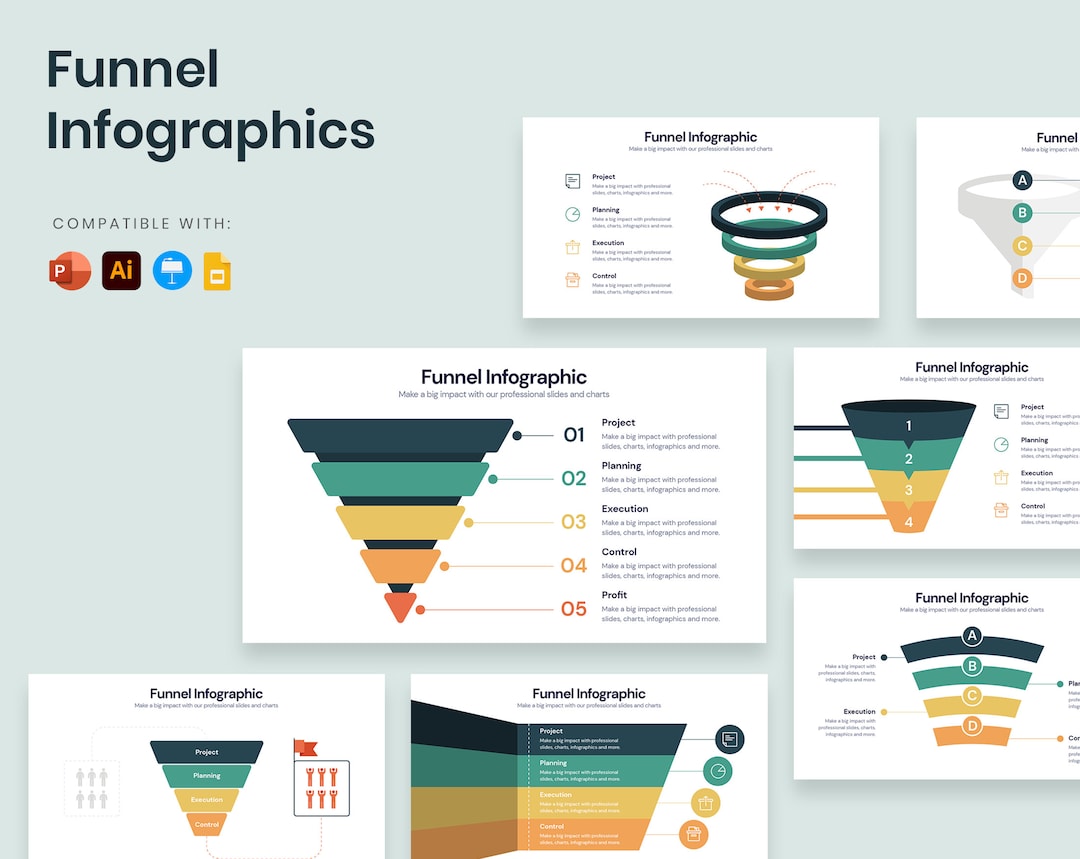 Trichter Infografik Vorlagen | Diagramme für PowerPoint, Illustrator ...