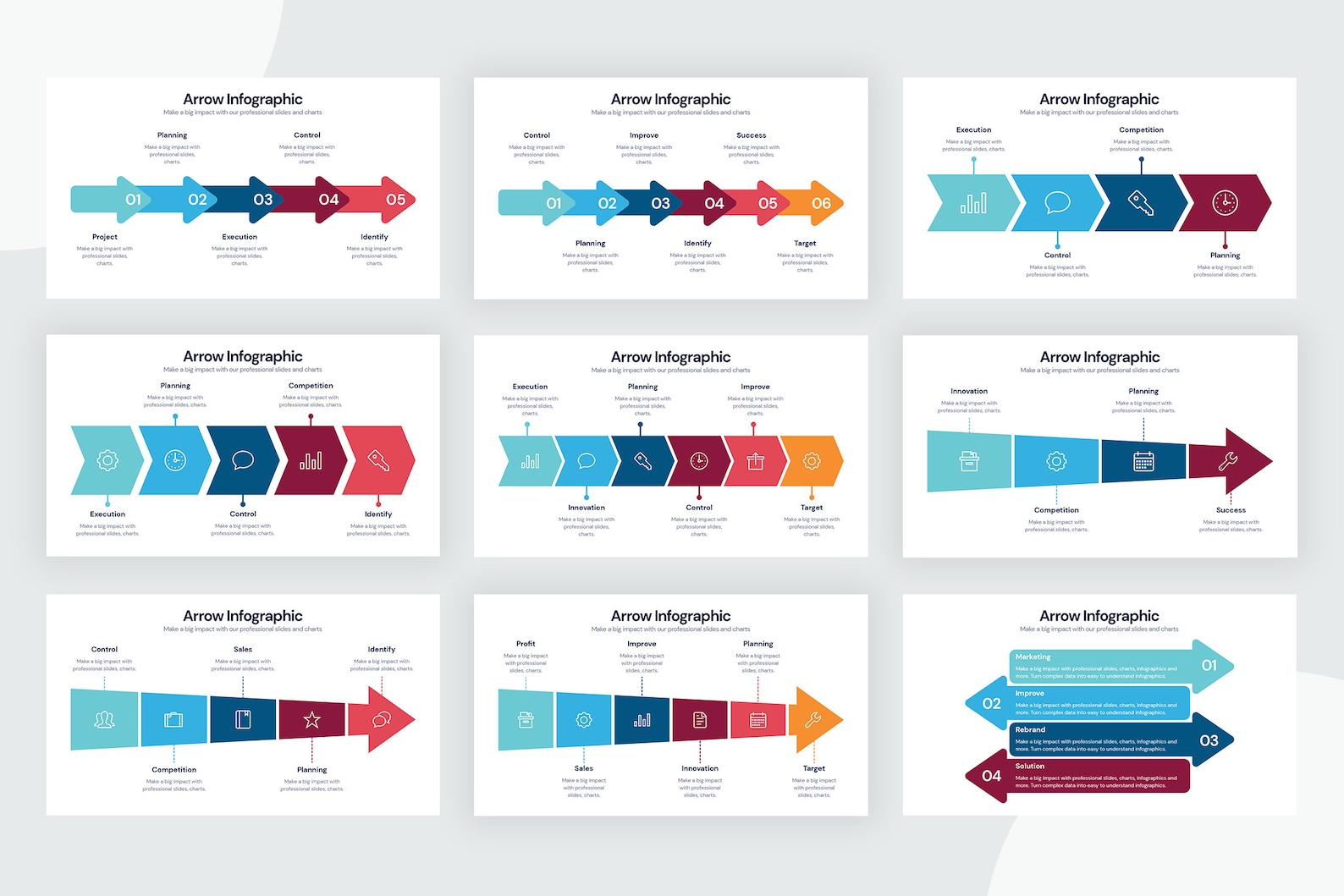 Arrow Infographic Templates Diagrams for Powerpoint - Etsy