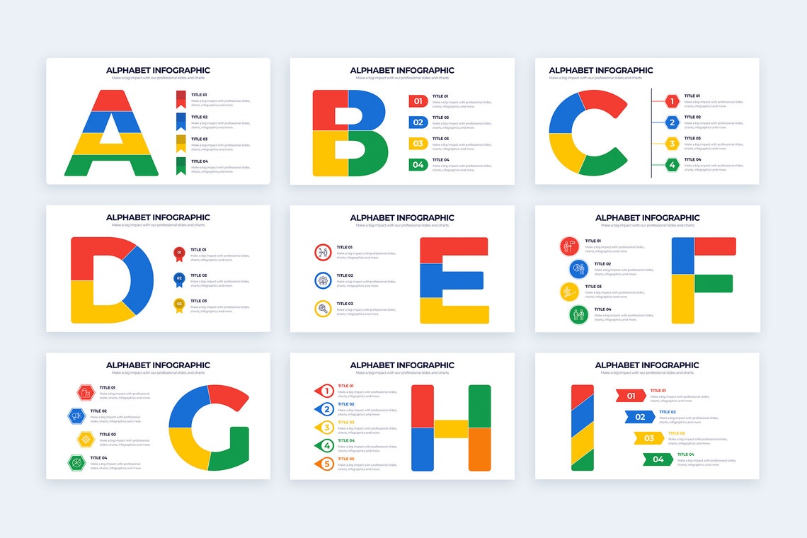 Alphabet Infographics Powerpoint Template, Template for Powerpoint ...