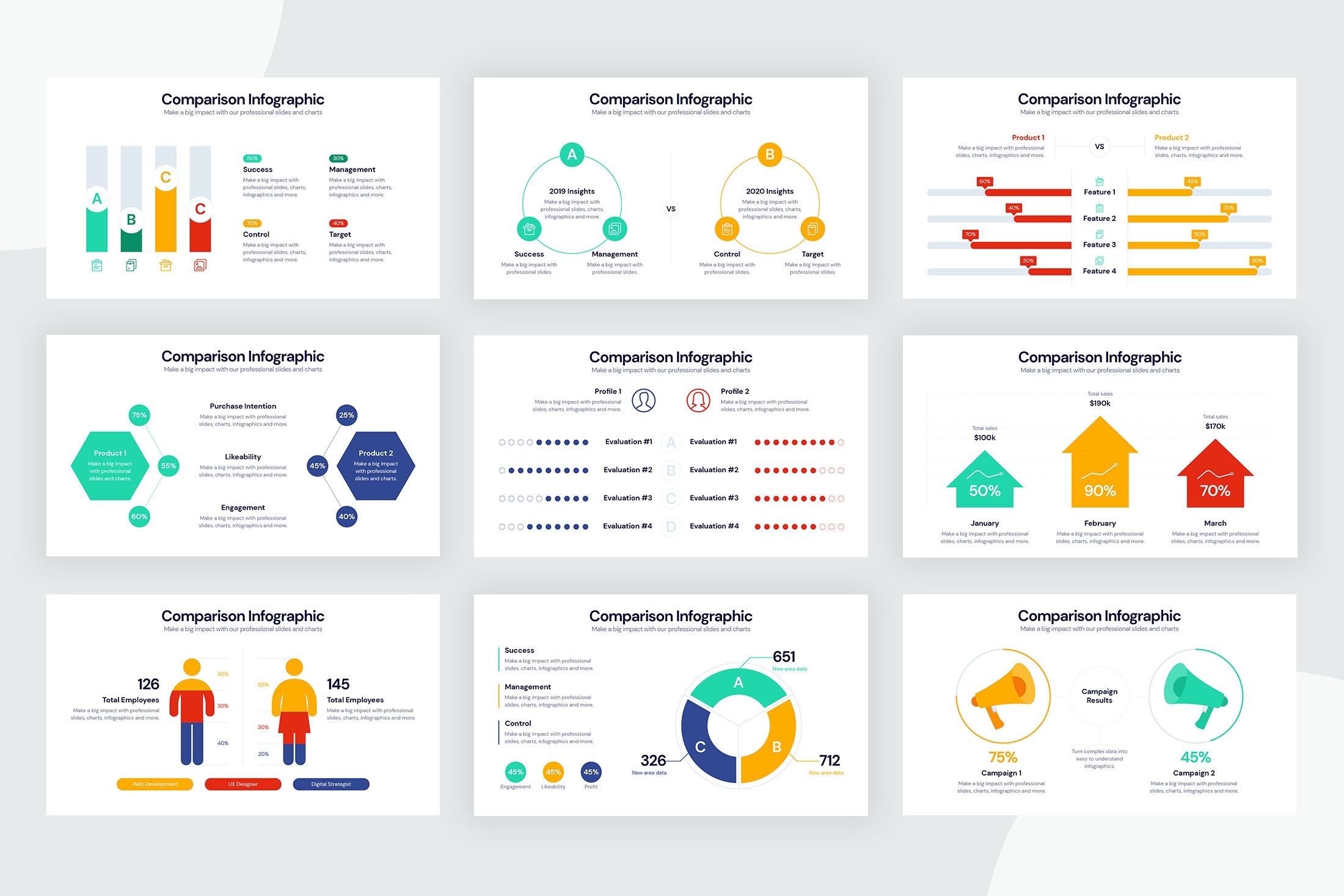 Comparison Infographic Templates Diagrams for Powerpoint, Illustrator ...
