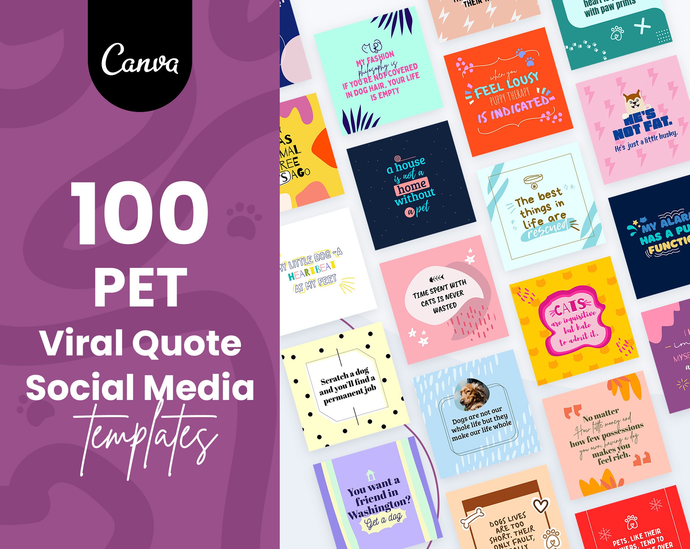 Pet Viral Quote Social Media | Canva Template Starter Pack, Pets ...