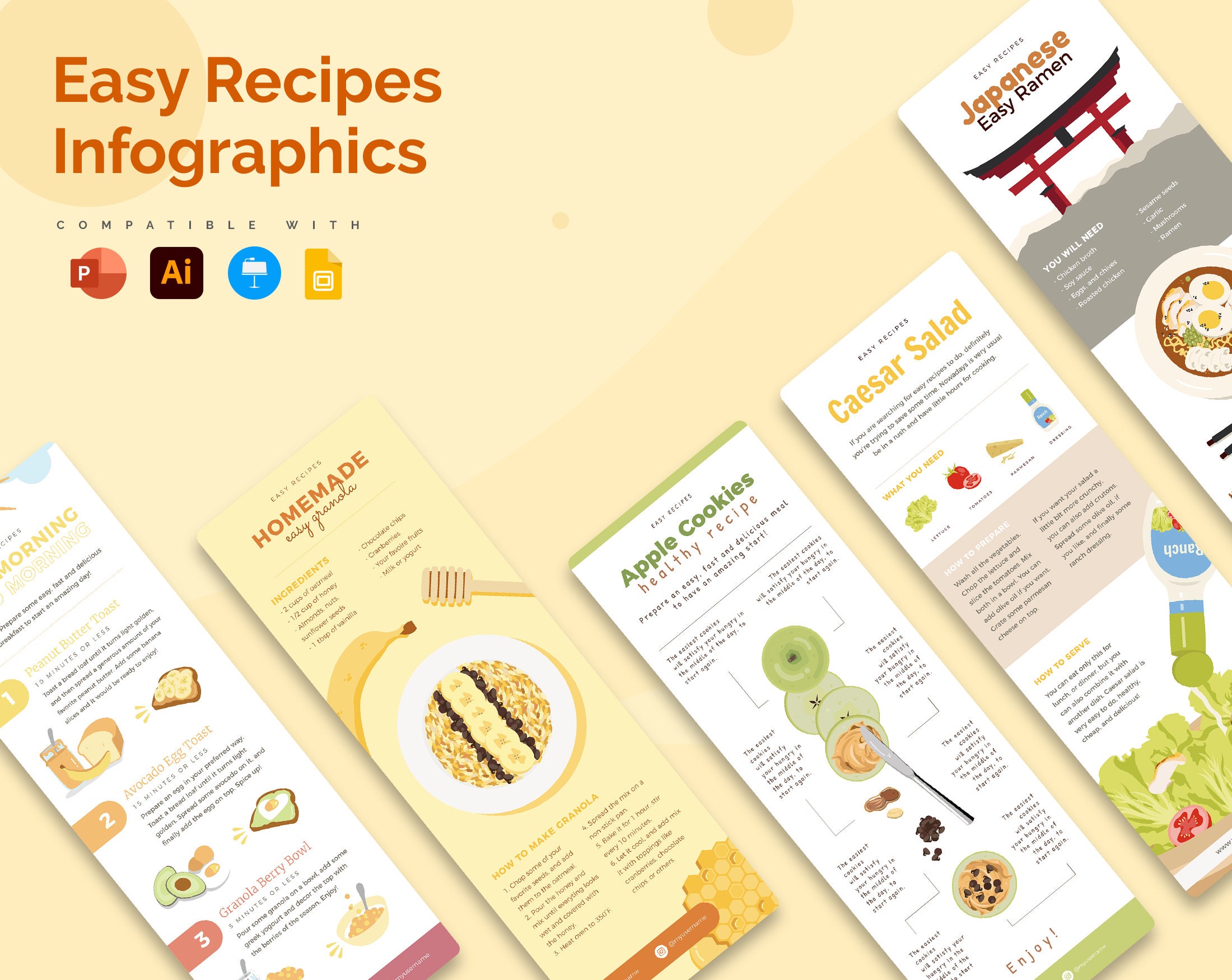 Easy Recipes Vertical Infographic Templates Diagrams for - Etsy