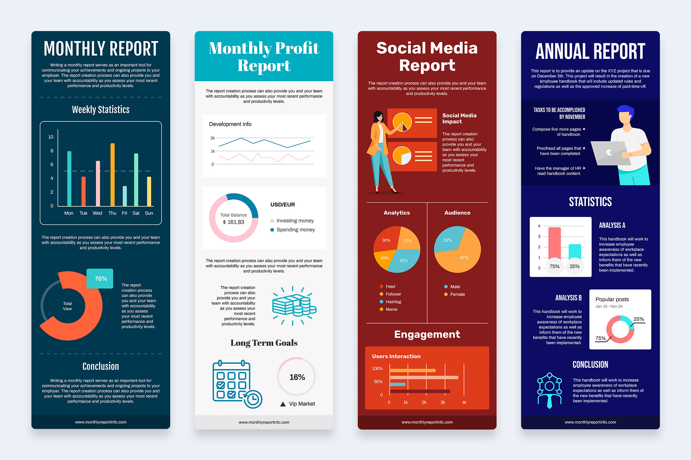 Monthly Reports Vertical Infographic Templates | Diagrams for ...
