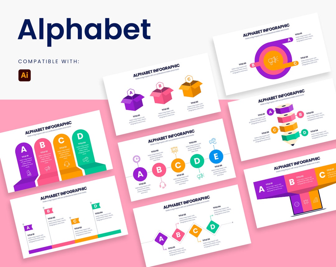 Alphabet Infographics | Template for Illustrator | Easy to Edit - Etsy