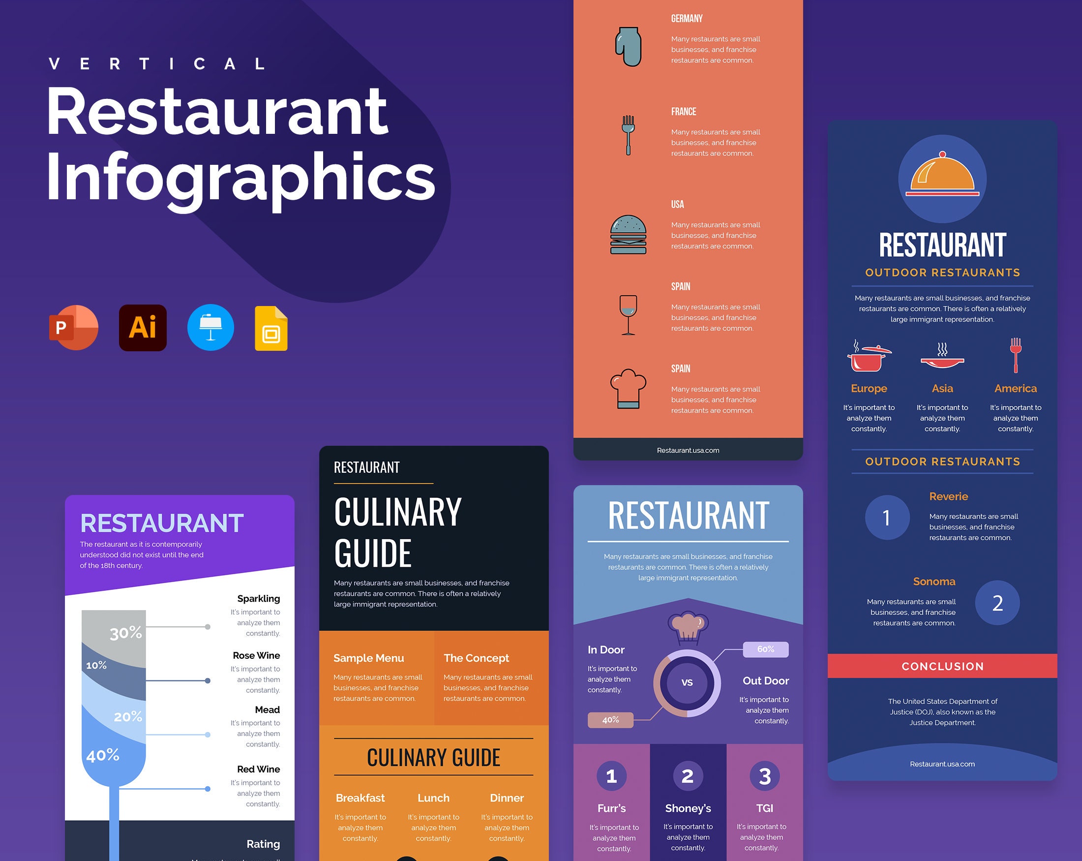 Restaurant Vertical Infographic Templates Diagrams for Powerpoint ...