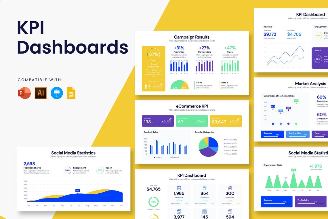KPI Dashboard Infographic Templates | Diagrams for Powerpoint ...