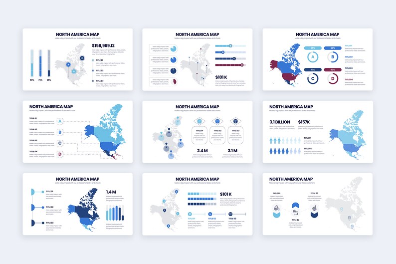 North America Map Infographics | Powerpoint Template, Template for ...