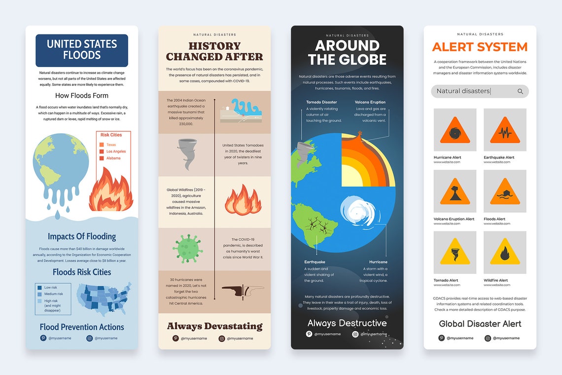 Natural Disaster Vertical Infographic Templates | Diagrams for ...