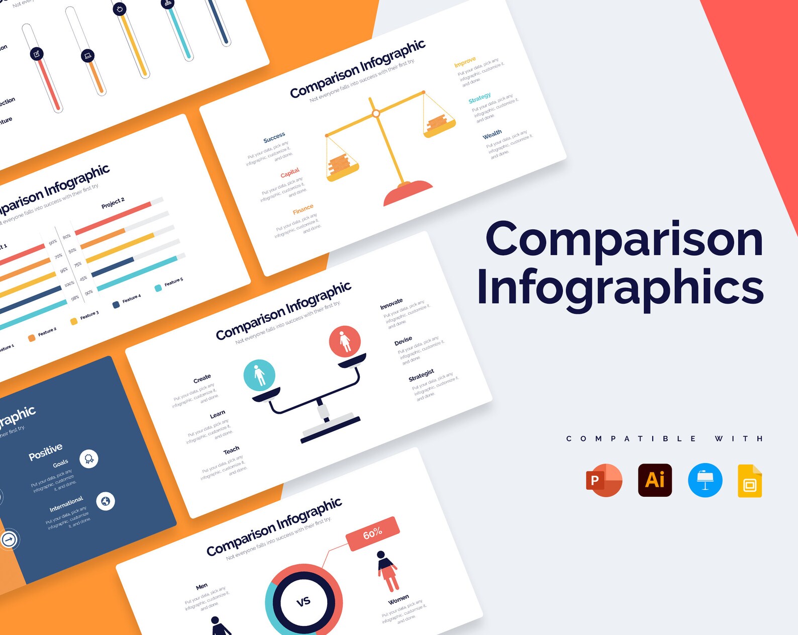 Comparison Infographic Templates Diagrams for Powerpoint, Illustrator ...
