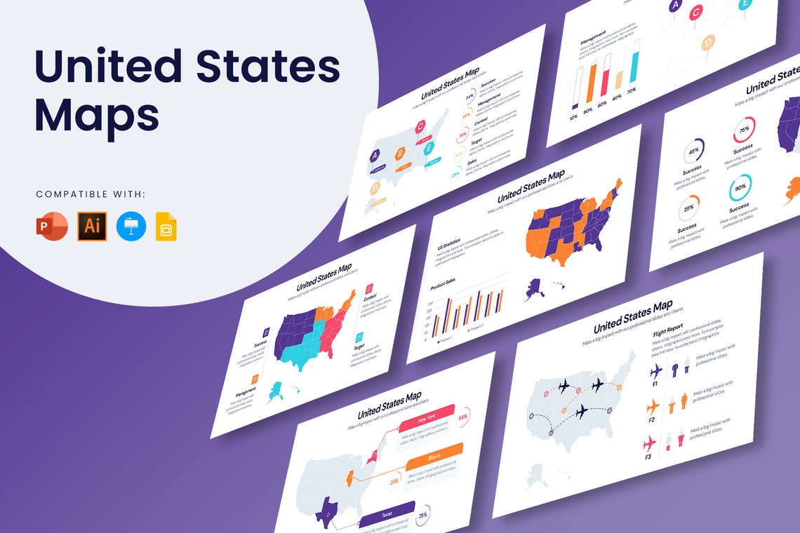 United States Map Infographic Templates Diagrams for - Etsy