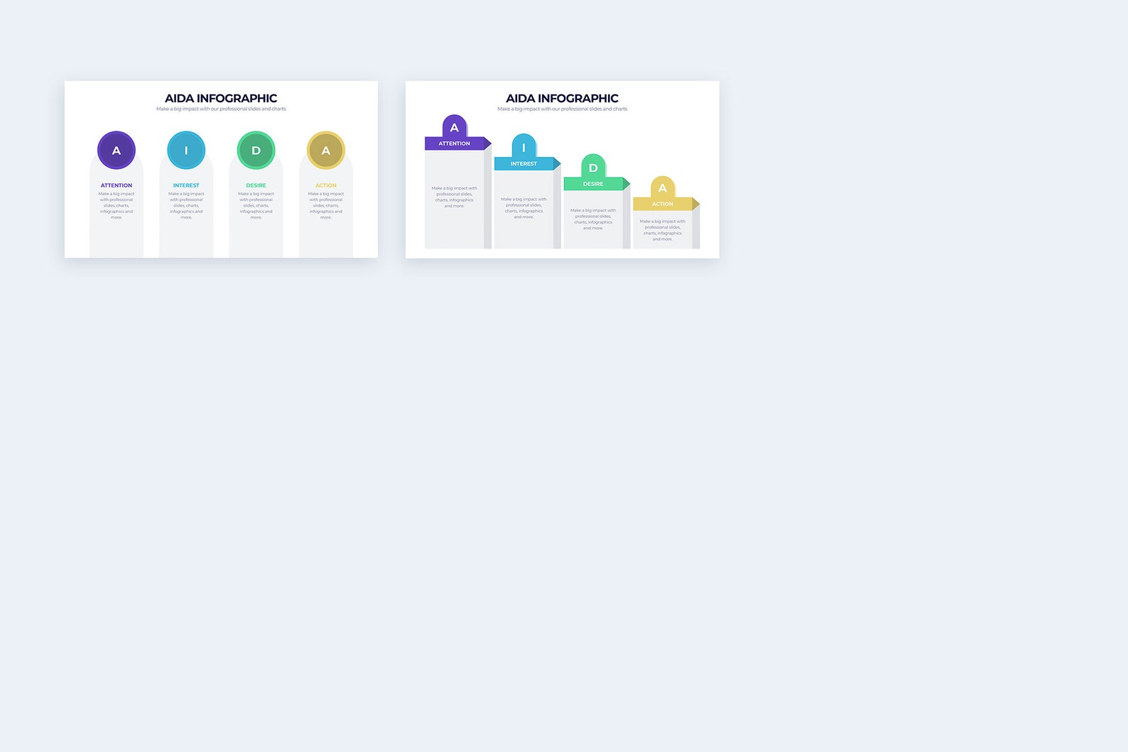 AIDA Model Infographic Slides Template for Illustrator Easy to Edit ...
