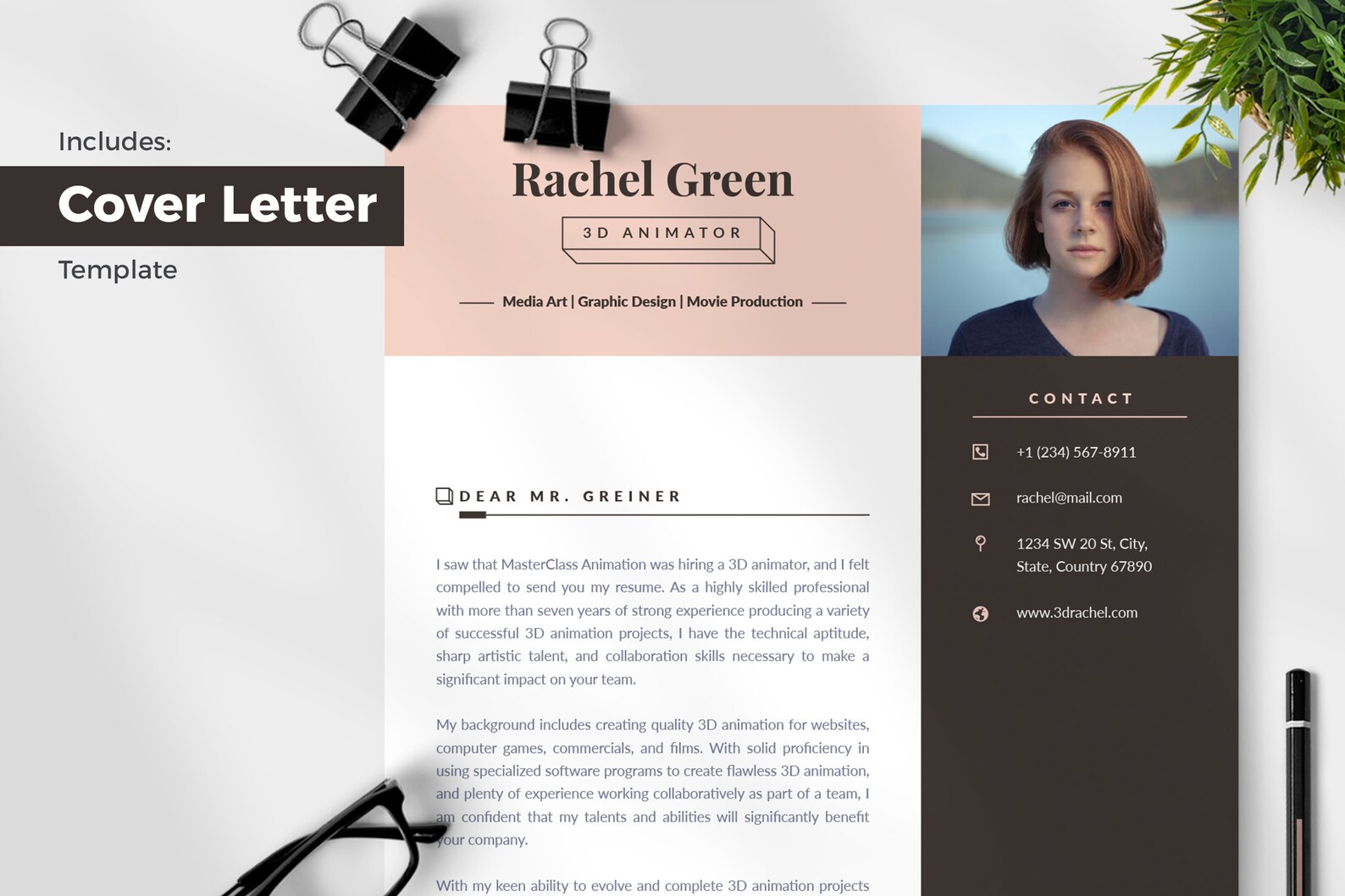 Ella Resume Template | Professional Microsoft Word CV Indesign Template ...