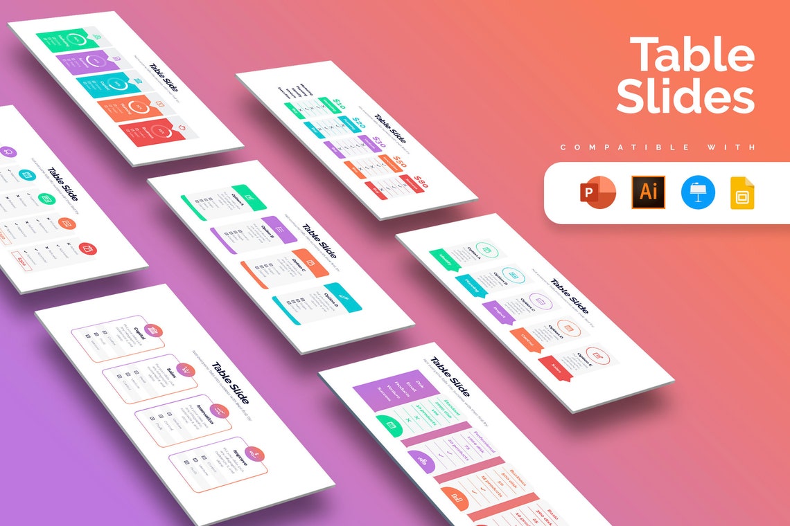 Table Slide Infographic Templates Diagrams for Powerpoint, Illustrator ...
