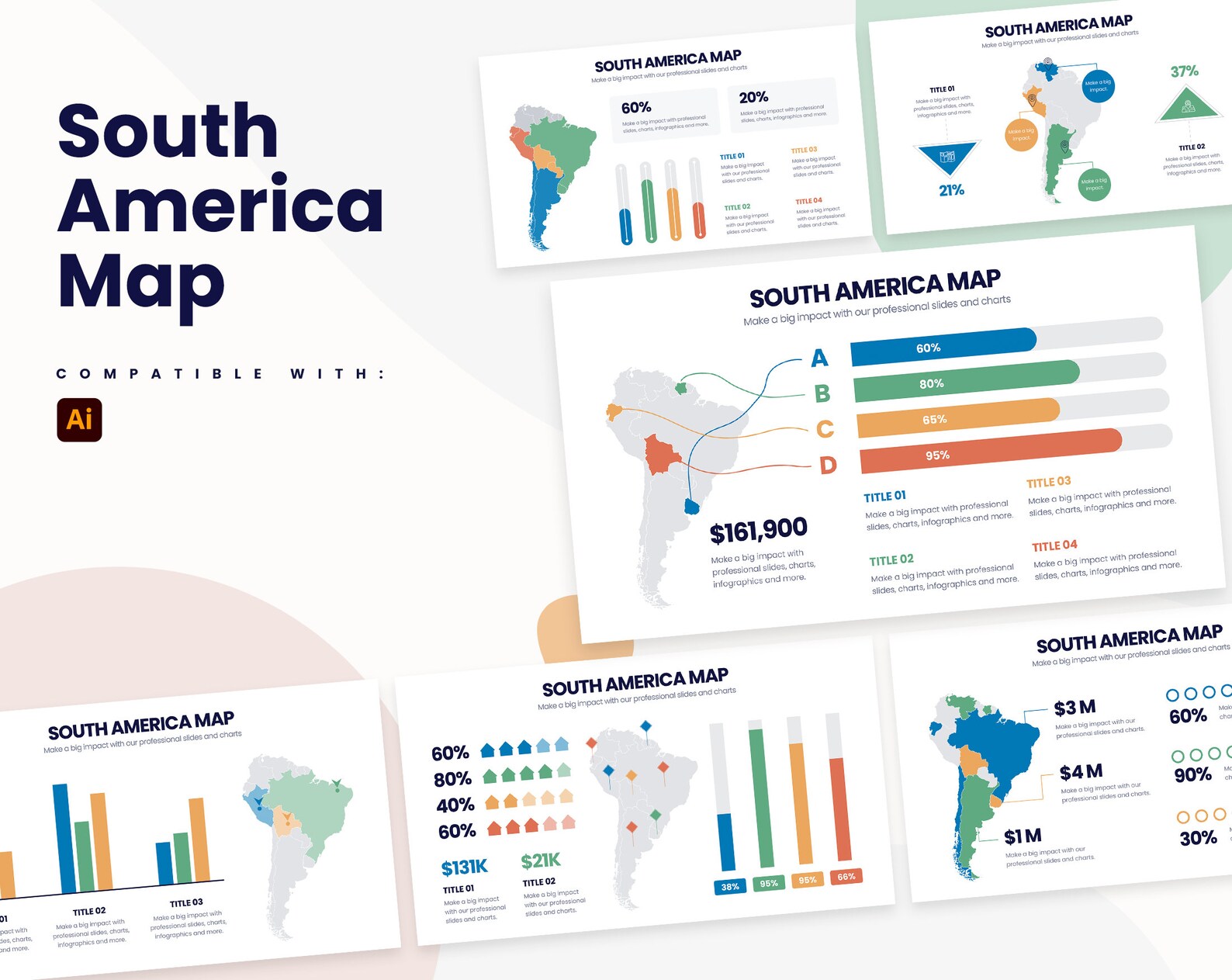 South America Map Infographics Template for Illustrator Best ...