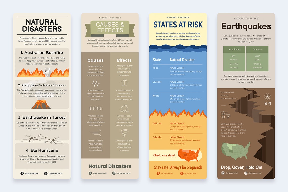 Natural Disaster Vertical Infographic Templates | Diagrams for ...