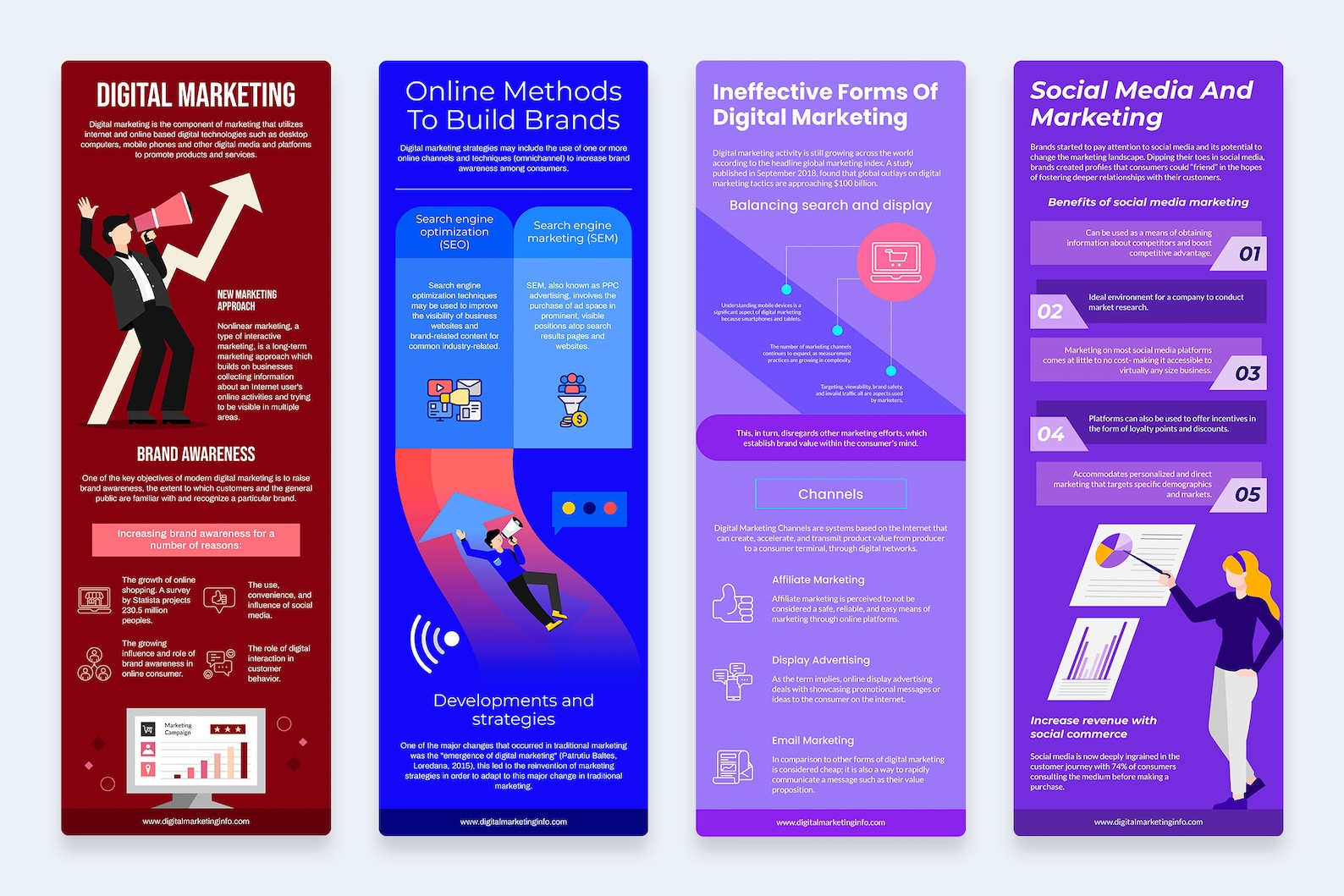 Digital Marketing Vertical Infographic Templates Diagrams for ...