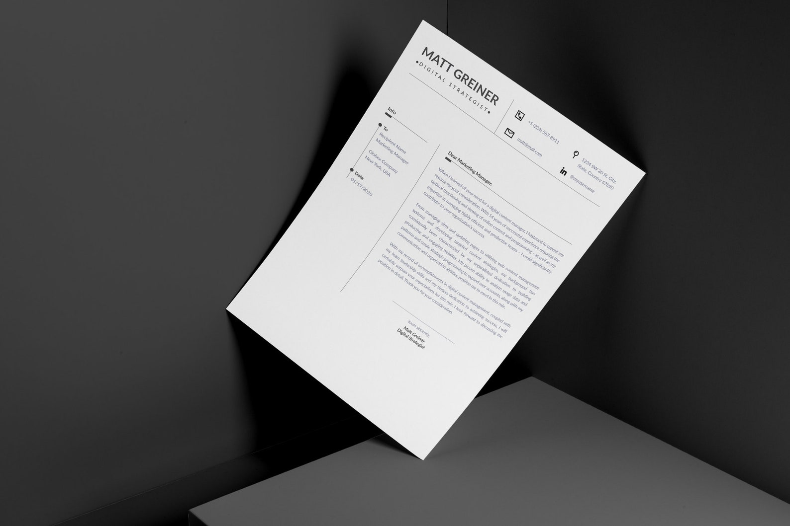 Matt Resume Template Professional Microsoft Word CV Indesign Template ...