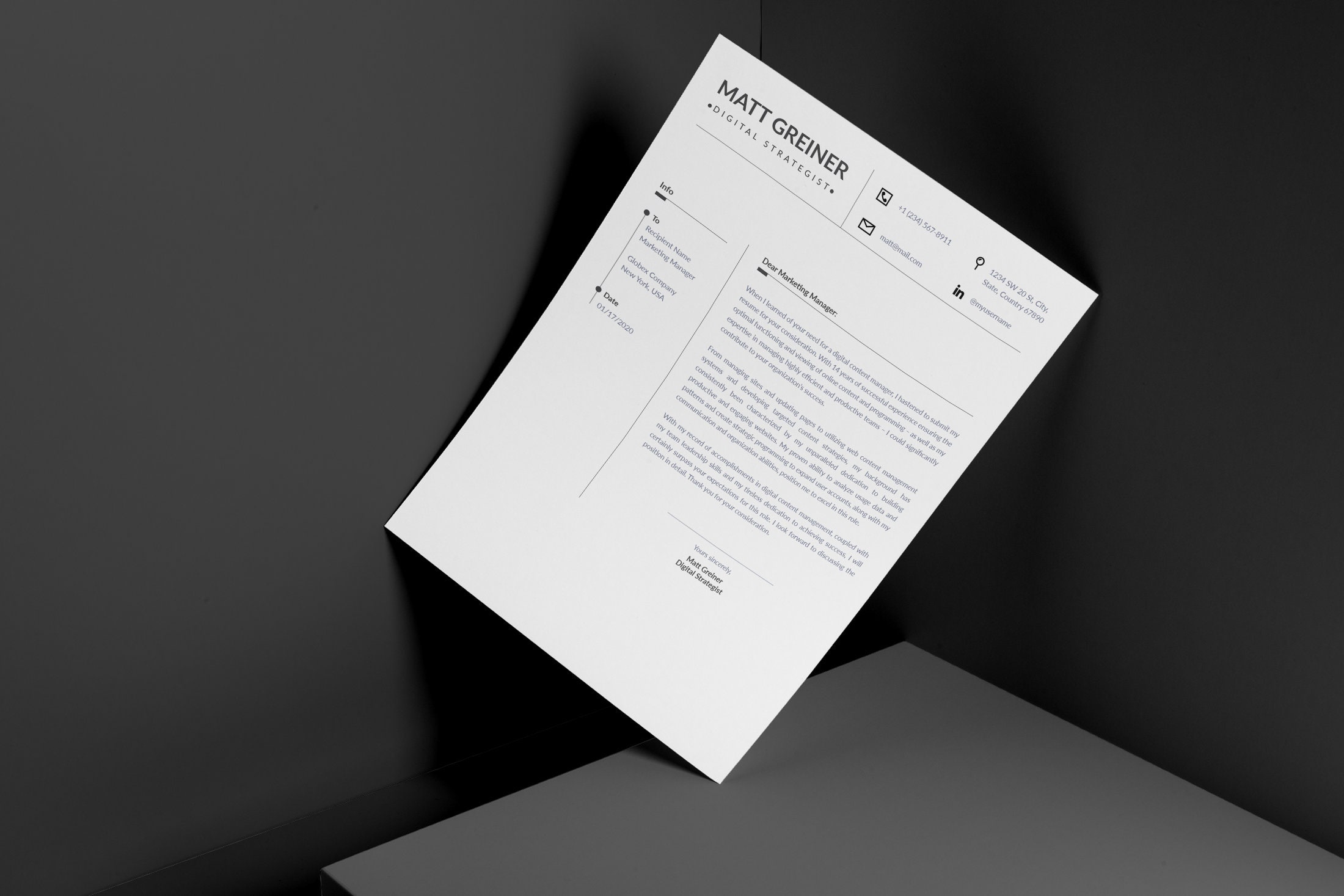 Matt Resume Template | Professional Microsoft Word CV Indesign Template ...