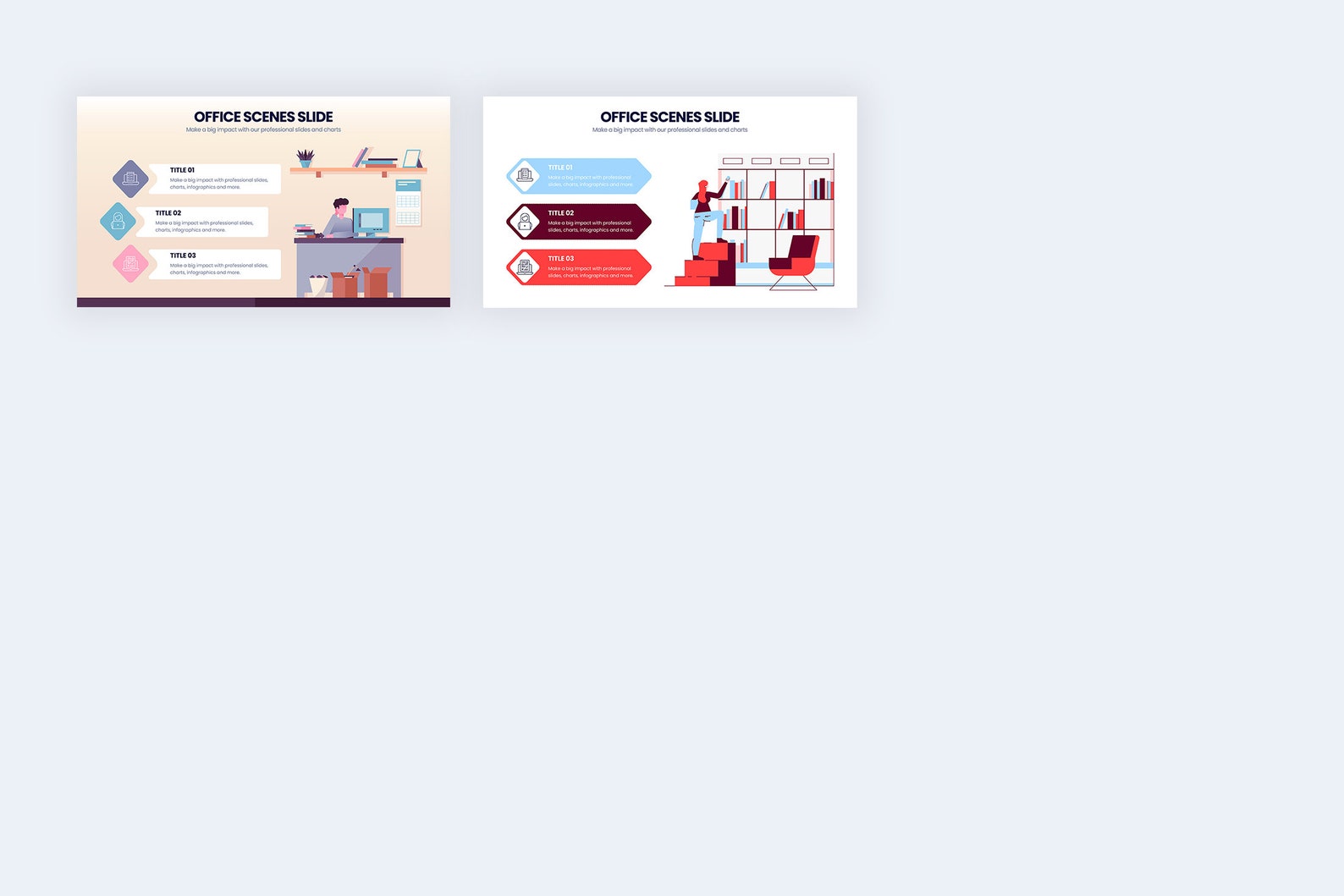Office Scene Infographic Slides Template for Powerpoint Best Powerpoint ...